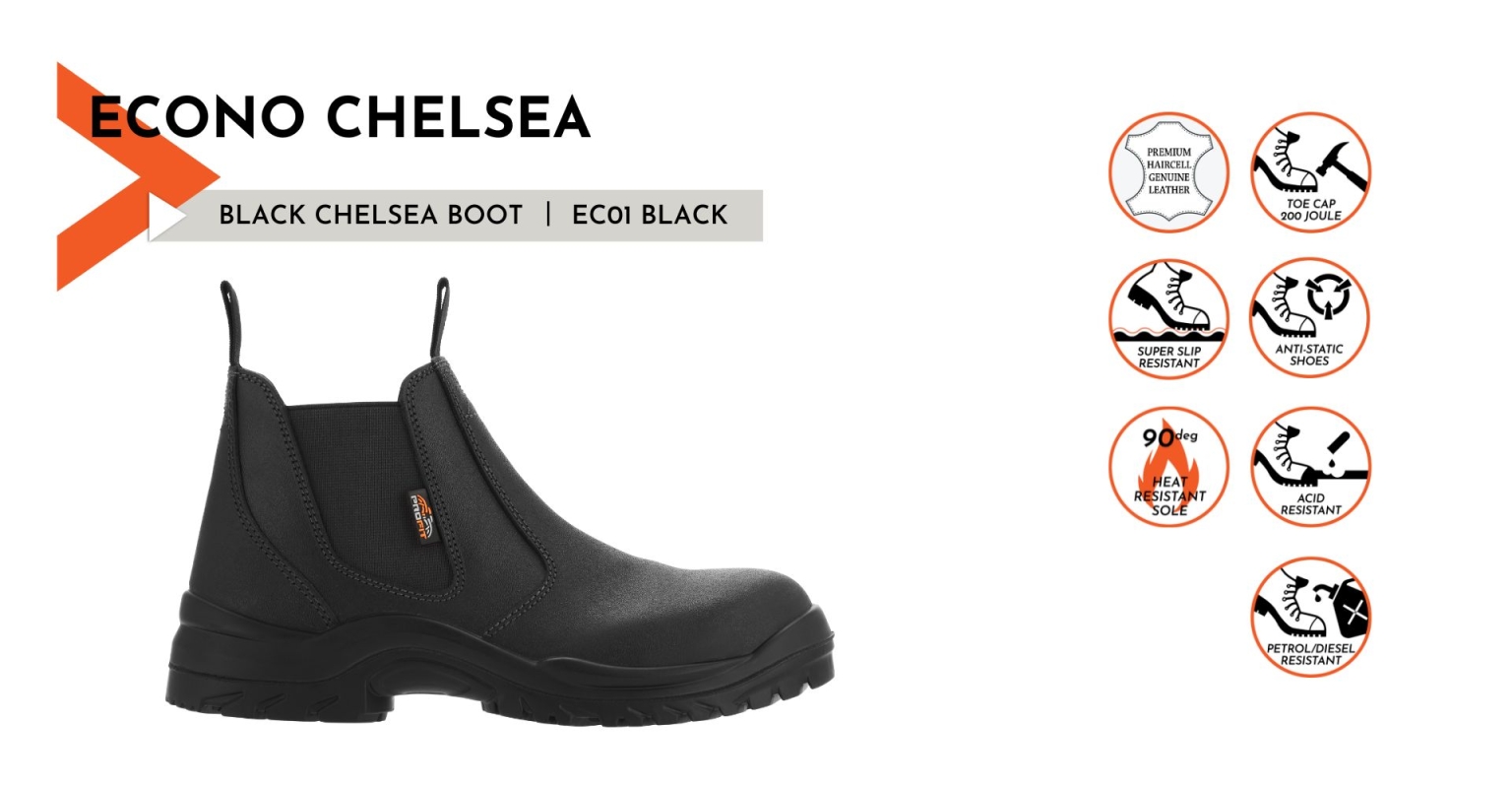 Econo Chelsea Boot Black - ProFit Footwear - PPE Safety Shoes