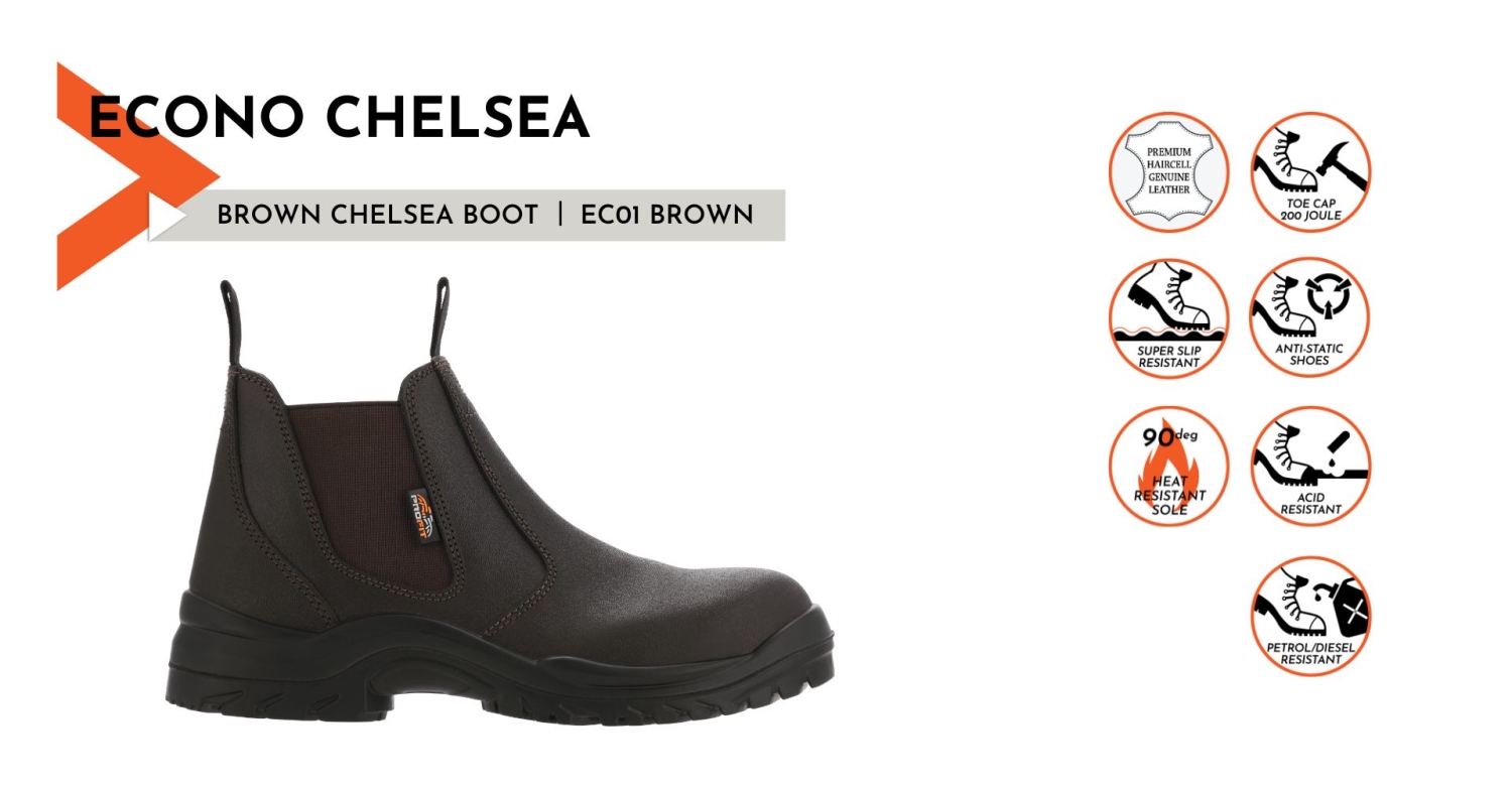 Econo Chelsea Boot Brown - ProFit Footwear - PPE Safety Shoes